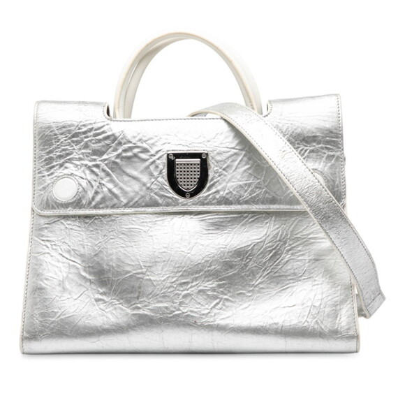 Dior | Bags | Christian Dior Silver Leather Shoulder Bag | Poshmark